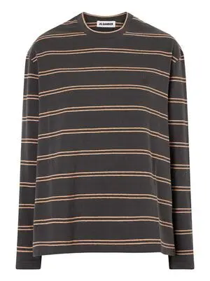 JIL SANDER Striped Cotton Shirt - Brown