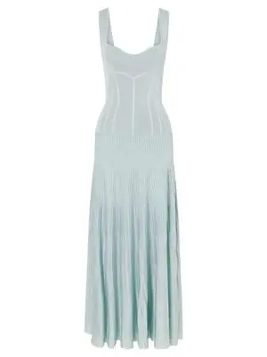 Galvan Aurelia Ribbed Woven Gown - Blue