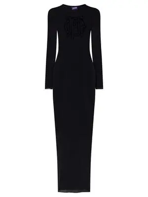 JEAN PAUL GAULTIER Logo Embellished Mesh Maxi Dress - Black