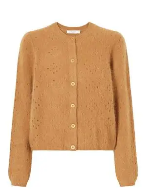 FRAME The Cashmere Airy Teddy Cardigen Wool And Cashmere-blend Cardigan - Camel