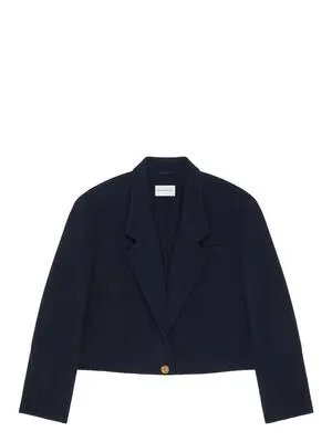 Givenchy Cropped Coat In Double Face Wool And Cashmere - Deep Navy Blue