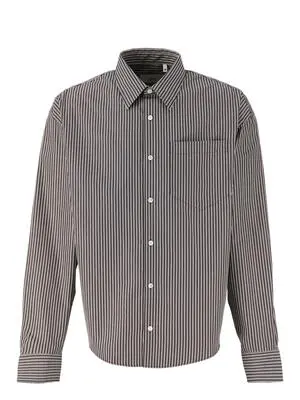 AMI Paris Poplin Striped Button-up Shirt - Gray