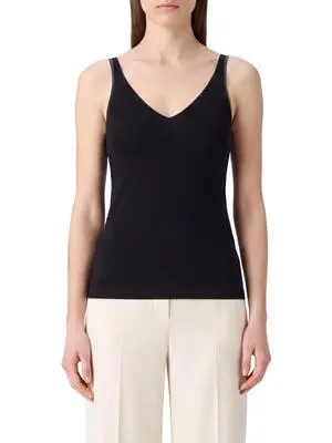 Brunello Cucinelli Slim Fit Stretch Cotton Camisole Top - Black