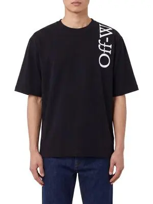 Off-White Contrast Logo Cotton T-shirt With Dropped Shoulders Black 1