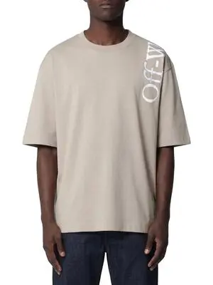 Off-White Contrast Logo Cotton T-shirt With Dropped Shoulders - Black