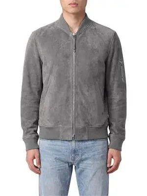 TOM FORD Suede Calfskin Bomber Jacket With Ribbed Collar Brown