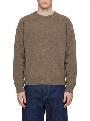 JIL SANDER Wool-blend Crewneck Jumper With Dropped Shoulders - Brown