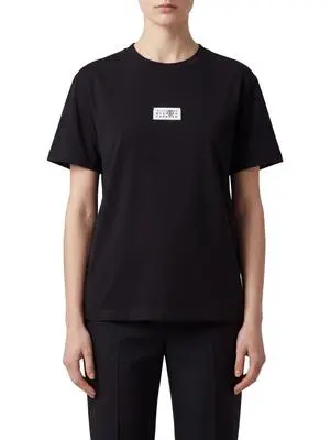MAISON MARGIELA Crewneck Cotton T-shirt With Numeric Logo Print - Black