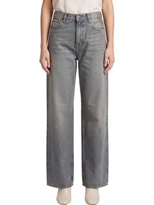 HAIKURE Korea Wide-leg Jeans In Cotton Denim With A High-waisted Five-pocket Design - Blue