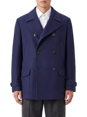 BRUNELLO CUCINELLI Double-breasted Caban Coat In Pure Merino Wool With Lapels