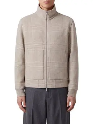 Brunello Cucinelli Prince Of Wales Check Cashmere Bomber Jacket - Sand