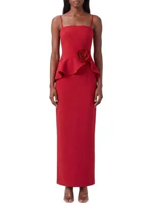 ROTATE BY BIRGER CHRISTENSEN Off-the-shoulder Crêpe Sheath Gown With Flower Detail - Red