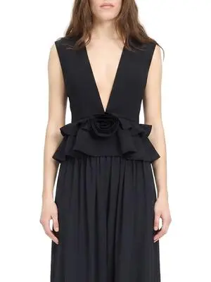 ROTATE BY BIRGER CHRISTENSEN Sleeveless V-neck Top - Black