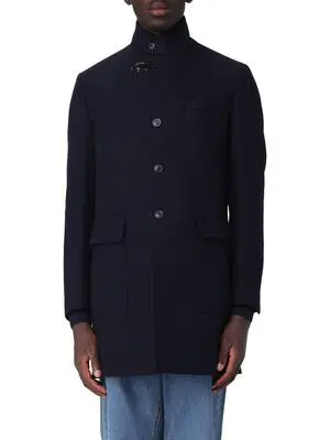 FAY Wool Short Coat With High Collar And Iconic Metal Hook