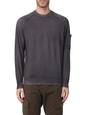 C.P. COMPANY Wool Crewneck Jumper With Long Sleeves And Patch Pocket - Black
