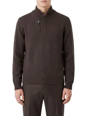 FAY Fay Wool Long-Sleeved Turtleneck With Toggle Fastening Brown