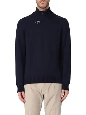 FAY Wool Long-sleeved Turtleneck With Iconic Toggle Fastening Navy