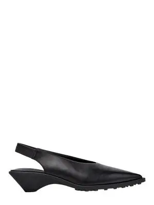 Camper Anita Smooth Calfskin Slingback Pumps With Low Flared Heel Black