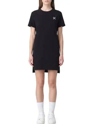 Kenzo Cotton T-shirt Mini Dress With Sequins And Asymmetrical Hem - Black