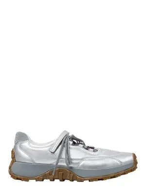 Camper Drift Trail Laminated Leather Low-top Sneakers With Velcro Strap - Grey