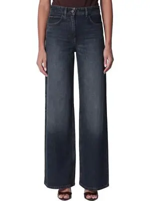 COURREGES High-waisted Wide Leg Denim Jeans - Blue