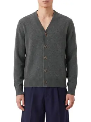Brunello Cucinelli V-neck Cotton Cardigan With Contrast Patches - Grey