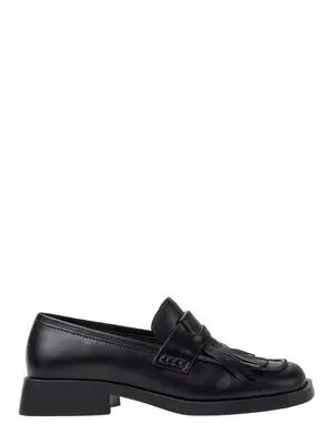 Camper Twins Smooth Leather Penny Loafers With Fringes And Xl Extralight Sole - Black