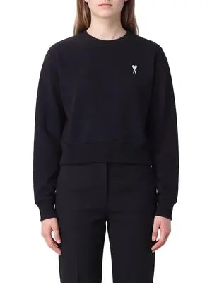 AMI Paris Crewneck Sweatshirt With Embroidered Logo - Black