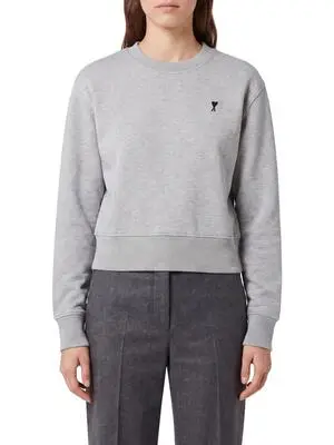 AMI Paris Crewneck Sweatshirt With Embroidered Logo - Grey