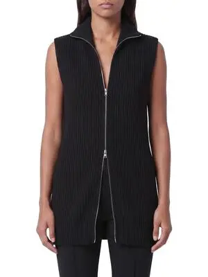 MAISON MARGIELA Long Ribbed Wool Knit Turtleneck Waistcoat - Black