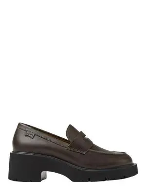 Camper Milah Penny Loafers In Smooth Calfskin With Extralight® Platform Sole - Green