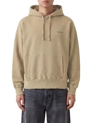 GOLDEN GOOSE Cotton Hoodie With Contrasting Embroidered Logo - Sage