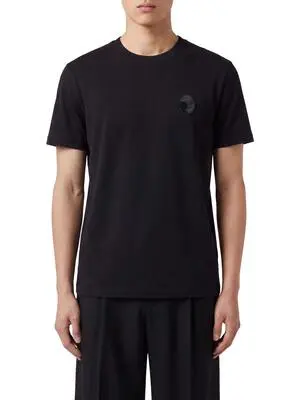 Versace Stretch-cotton T-shirt With Tone-on-tone Medusa Logo Patch - Black