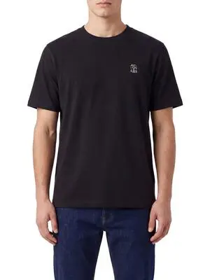 Brunello Cucinelli Cotton Crew-neck T-shirt With Contrast Logo - Black