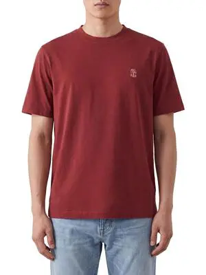 Brunello Cucinelli Short-sleeved Crew-neck Cotton T-shirt With Contrast Logo - Red