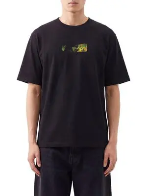Off-White Cotton Crewneck T-shirt With Rear Arrow Logo Print - Black