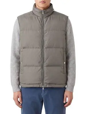 Brunello Cucinelli Padded Nylon Vest With Packable Hood - Grey
