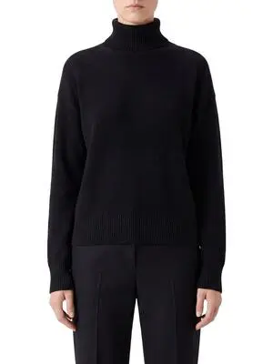 THE ROW Long-sleeved Pure Cashmere Turtleneck - Black