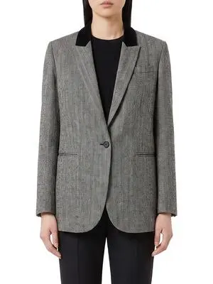 FORTE_FORTE Short Single-breasted Chevron Viscose Blazer - Grey