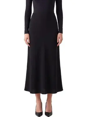 JIL SANDER JIL SANDER High-Waisted Virgin Wool Midi Pencil Skirt Black