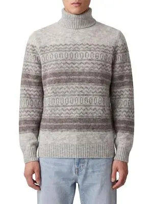 Brunello Cucinelli Cashmere Blend Polo Neck With Jacquard Pattern Grey