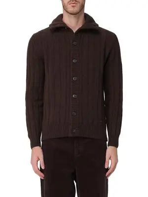 BROOKSFIELD Button-up Ribbed Wool Cardigan - Brown