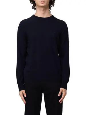 BROOKSFIELD Crewneck Wool Jumper With Long Sleeves And Ribbed Trims - Navy