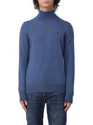 BROOKSFIELD Basic Slim Fit Wool Turtleneck Jumper With Ribbed Trims Gnawed Blue