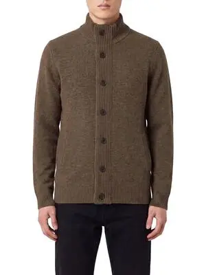 Barbour High-neck Pure Wool Cardigan With Button Closure Grey