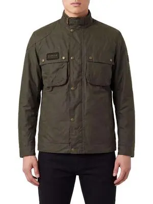 Barbour Merton Relaxed-fit Waxed Cotton Jacket With Biker Collar - Olive