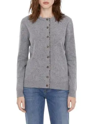 Barbour Barbour Crewneck Cardigan With Contrast Trim And Elbow Patches Grey