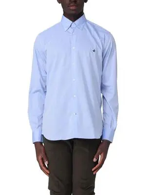 BROOKSFIELD Button-down Collar Casual Shirt In Cotton Poplin - Gnawed Blue