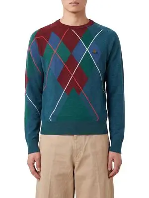 VIVIENNE WESTWOOD Argyle Wool And Cotton Crewneck Jumper - Multicolor