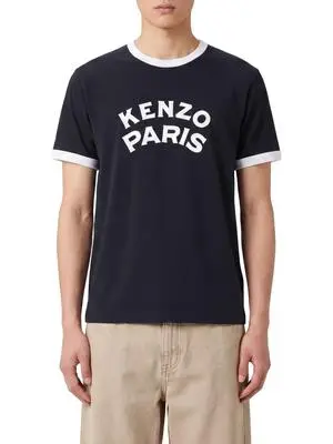 Kenzo Crewneck Cotton T-shirt With Contrast Logo - Black